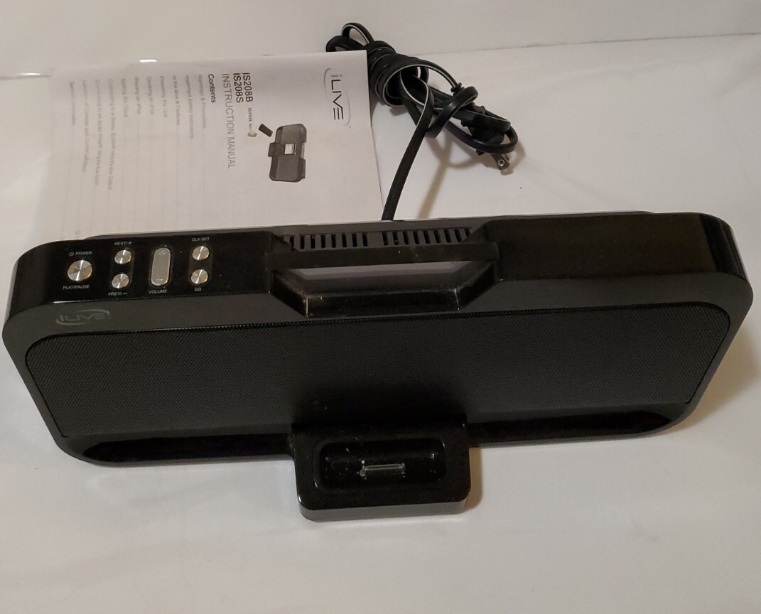 iLive IS208B iPod Mp3 Audio Speaker Dock W/ 30 Pin Apple Connector. No ...