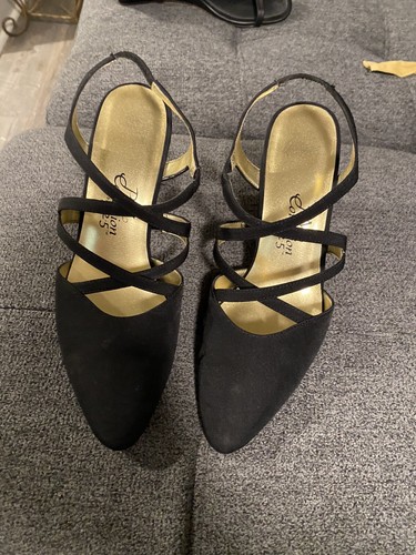 PM COLLECTION by 925 Black Soft Shimmer Dressy Heels Shoes Sz 7.5 | eBay