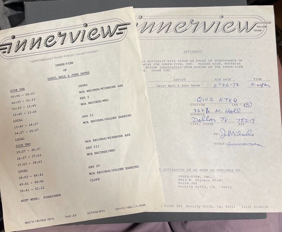 Daryl Hall & John Oates - Innerview Series #12 Show #8 - EX w/ Run ...