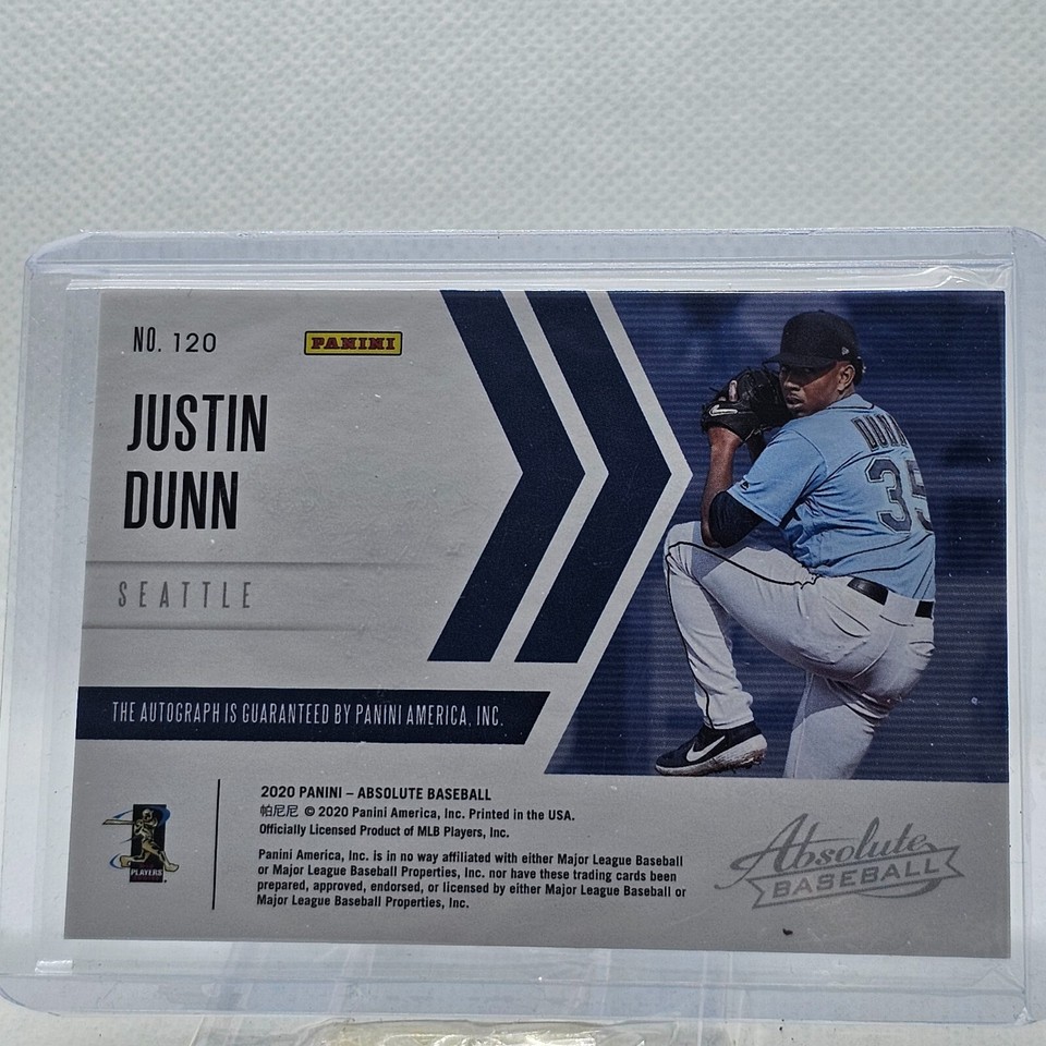 2020 Panini Absolute Baseball Justin Dunn Material Signature Blue Auto ...