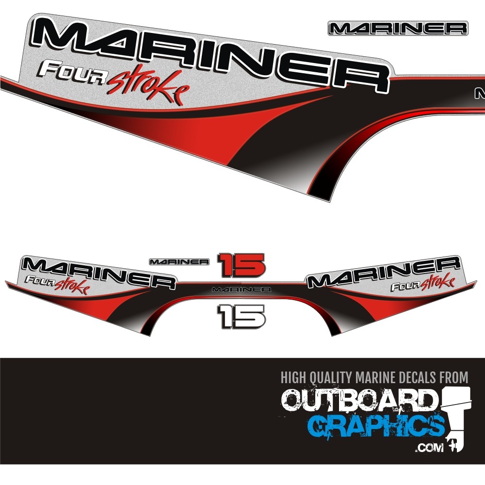 Mariner 15hp 4 stroke outboard engine decals/sticker kit | eBay Australia