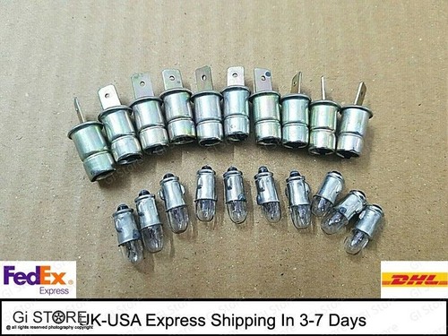 BA7 Bulb & Holder 10 Pack Parking Turn Pilot Spedo Meter Bulbs 12 Volt ...