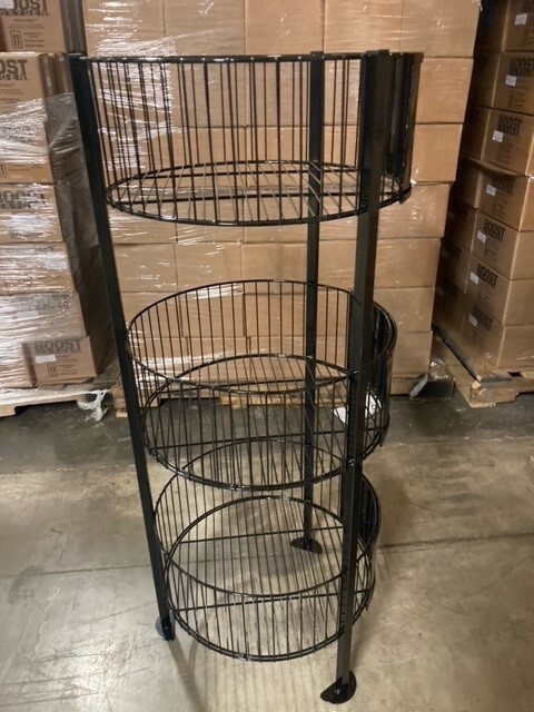 Wire Dump Bin, Floor Stand - Black. Storage Rack 3- Tier Dump Bin ...