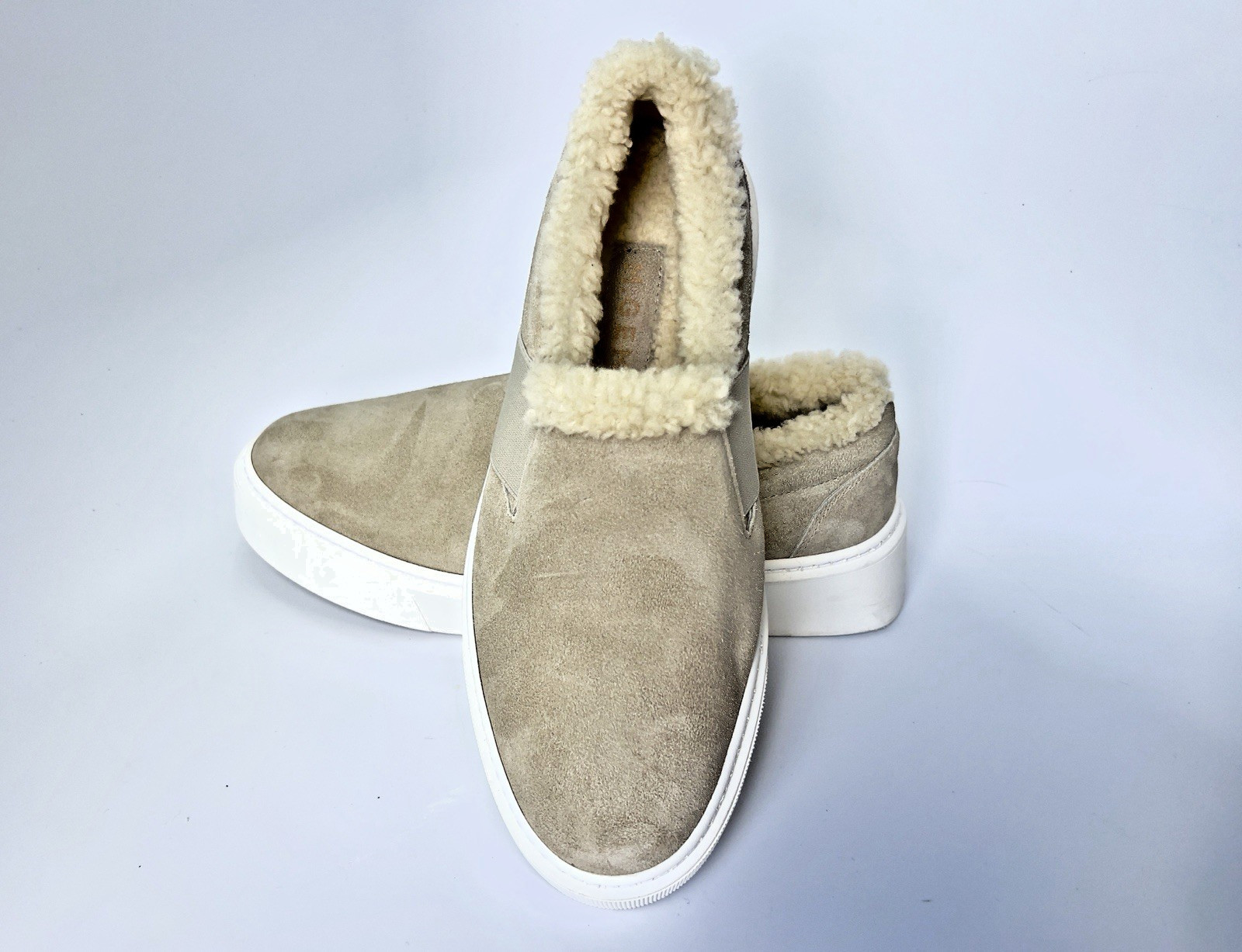M.GEMI The Luciana Shearling Gray Suede Flats - Size … - Gem