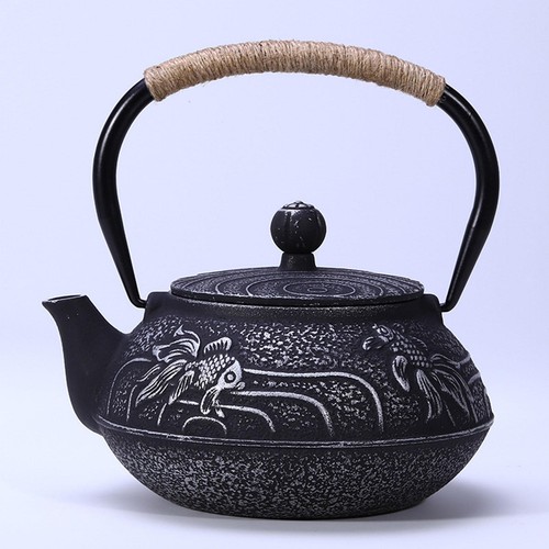 Tea Kettle Traditional Cast Iron Teapot Coffee Pots for Family Friends ...