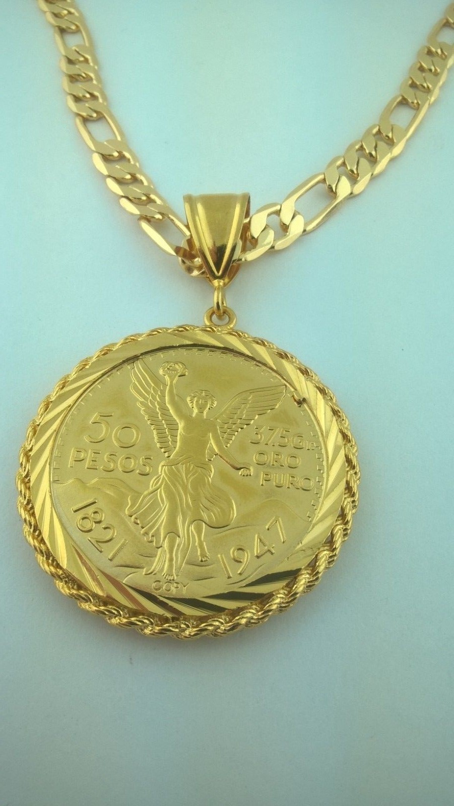 Centenario Coin 50 pesos Mexican Centenario Coin LAMINADO Rope Bezel ...