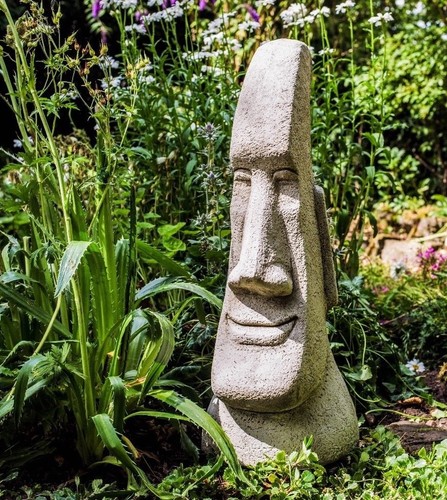 BRILLIANT LARGE EASTER ISLAND MOAI HEAD GARDEN ORNAMENT by DGS Statues ...