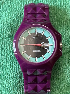 Diesel DZ-1190 Purple Studded Spikes Women Plastic Watch | eBay