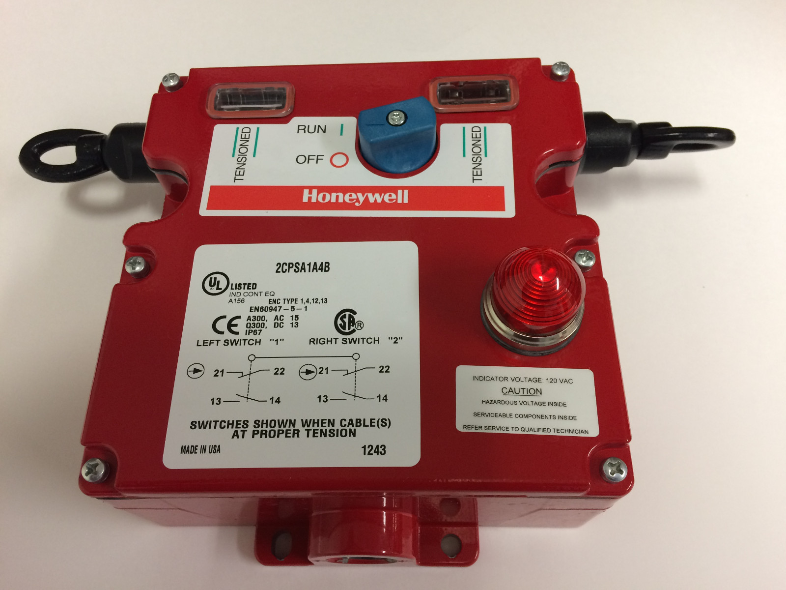 Honeywell estop cable pull switch 2CPSA1A4B (2NO/2NC, 120VAC LED) MICRO ...