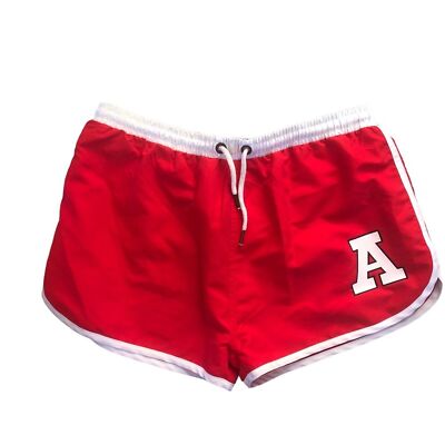 Aussiebum Short Stubby Swim Short Red Sz. L Mesh Liner Logo Quick ...