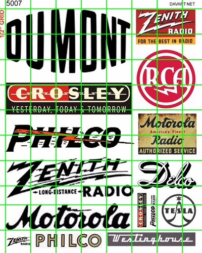 5007 DAVE'S DECALS HO & O 1:43 VINTAGE TV & RADIO BUILDING SIGNS 1940'S ...