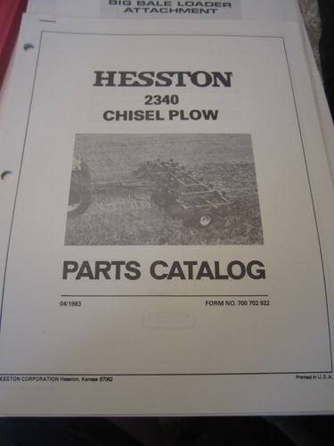 Hesston 2340 CHISEL PLOW Parts Catalog Manual OEM 04/83 32 PAGES | eBay