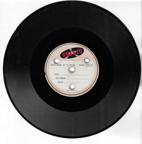 PRESTO RECORDING DISC - WHO IS IT ? - ONE OF A KIND 1940s RARE 8" 33rpm ...