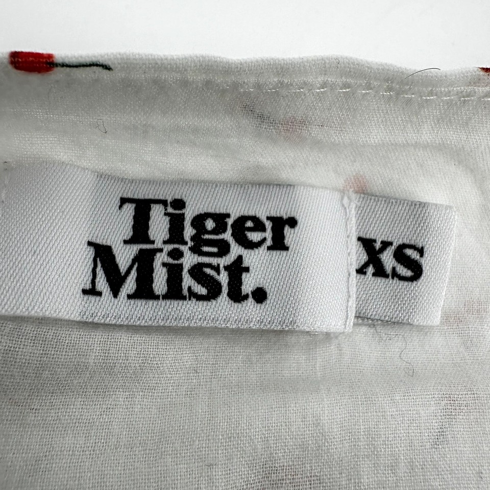 Tiger Mist Cutout Cherry Tank Top Ruffle Trim Zipper Strappy White Red ...