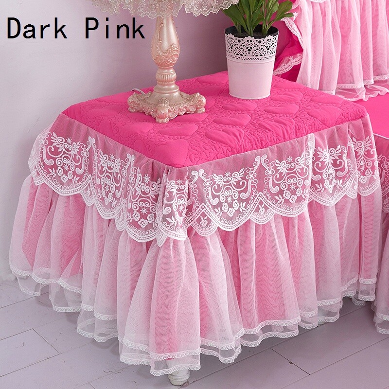 1X Lace Ruffle Dust Cover Bedside Table Small Desk Protector Princess ...