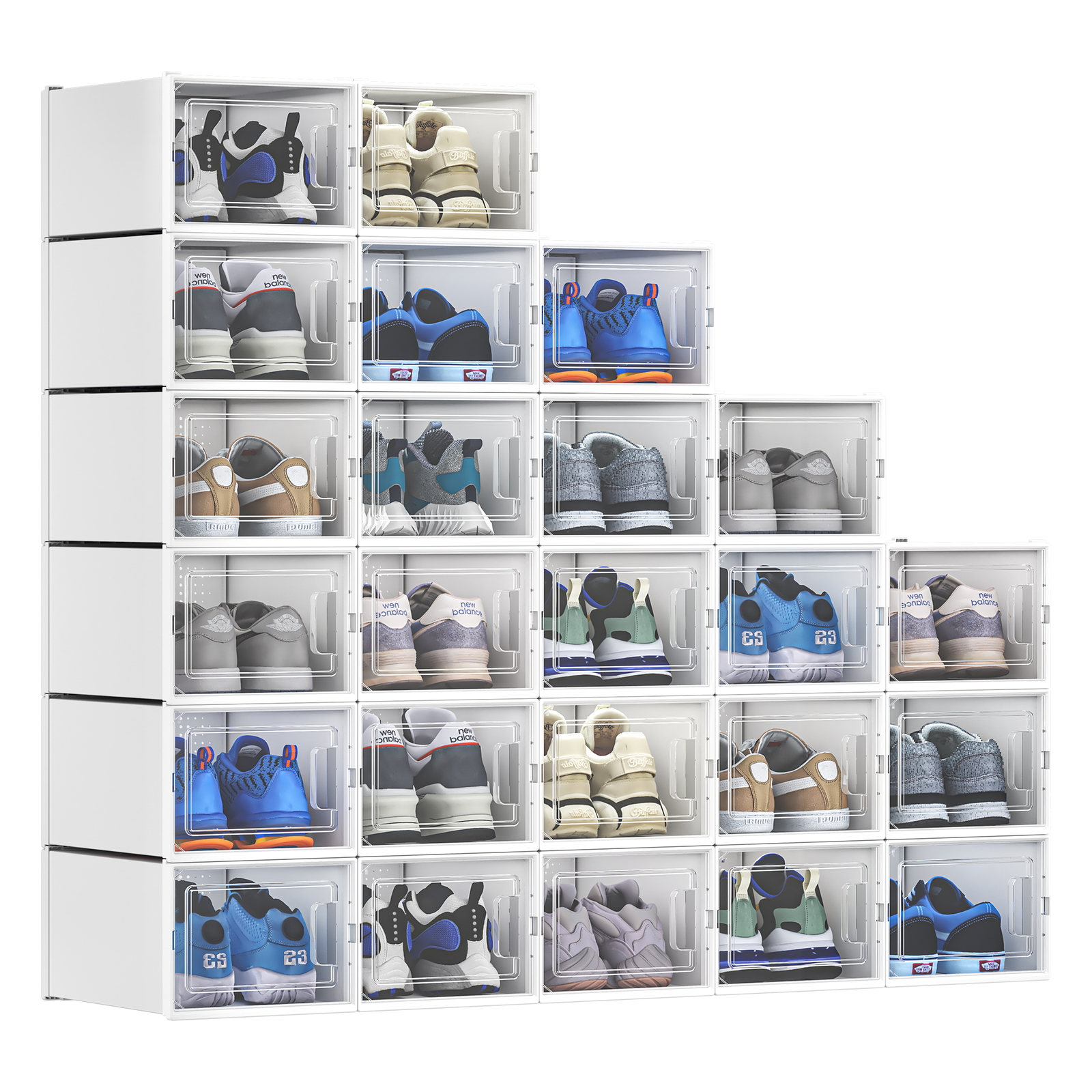 TAUS 24 Pack Shoe Storage Organizer Stackable Plastic Box Containers ...