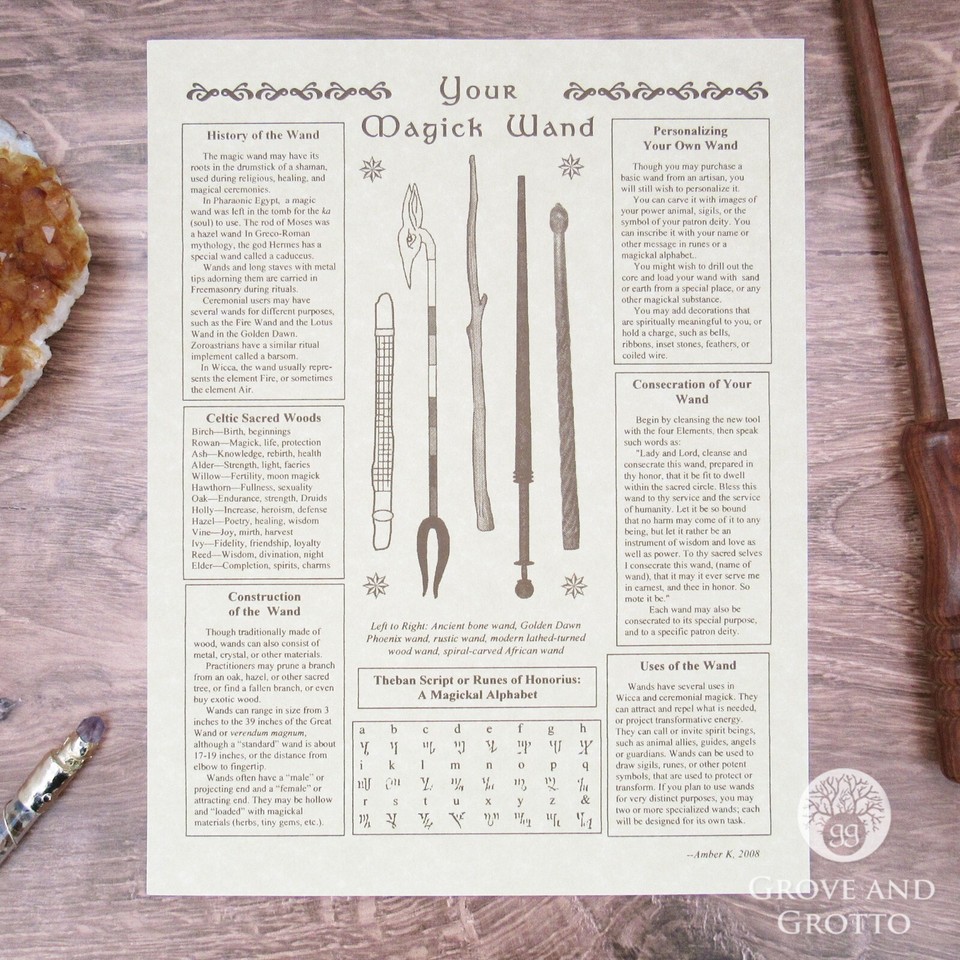 Your Magick Wand Poster 8.5 x 11" Parchment NEW Book of Shadows Page | eBay
