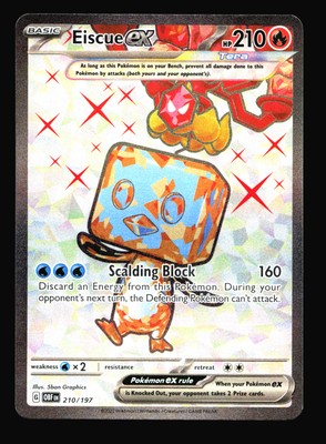 Eiscue ex SV03: Obsidian Flames 210/197 Ultra Rare Pokemon Card T2-1286 ...