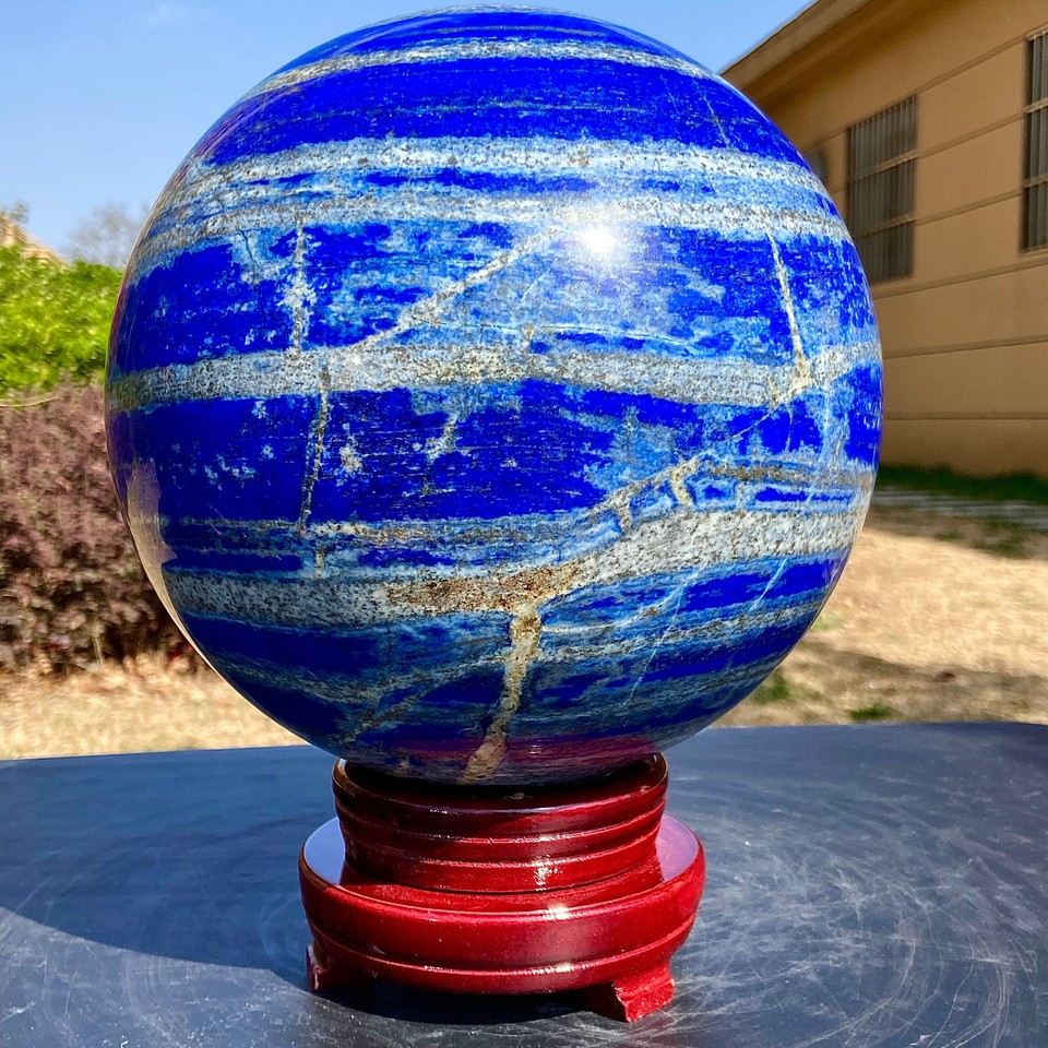 33.06LB Natural Lapis lazuli Sphere Quartz Crystal Ball Reiki healing ...