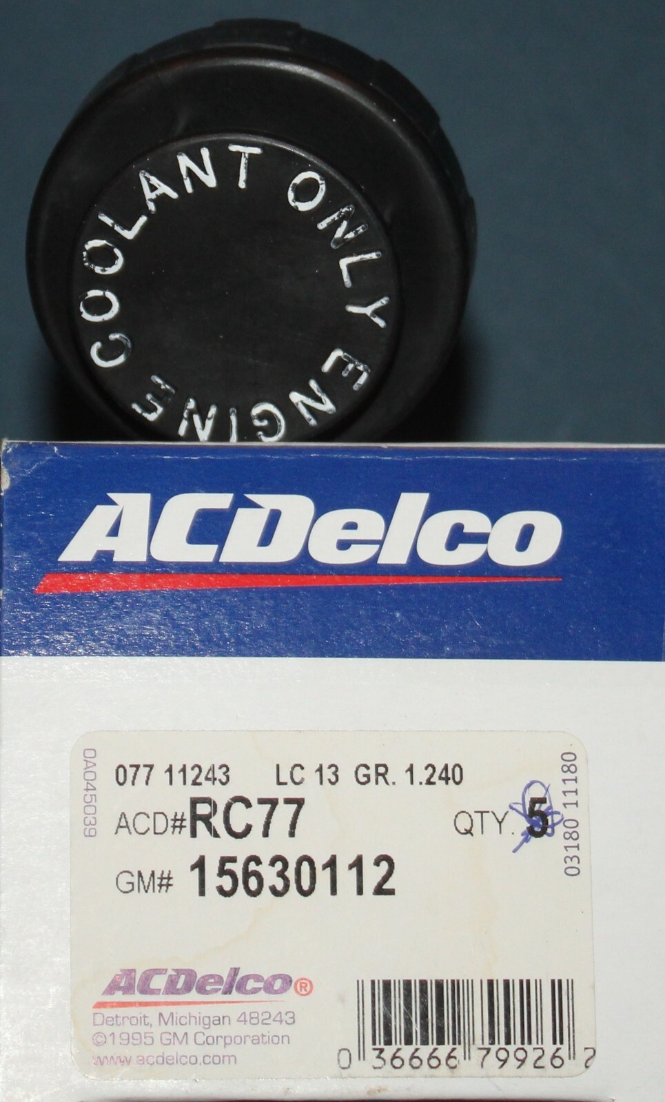 1984-1996 Corvette GM# 15630112 Coolant Recovery Reservoir Cap RC77 NOS ...