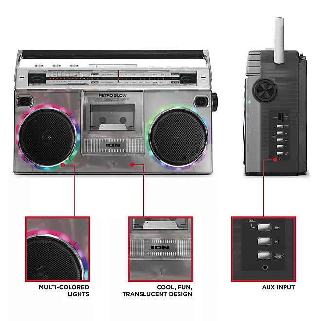 ION Audio Retro Glow Boombox with Cassette Player - RETROGLOW | eBay