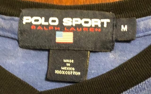 Vintage Ralph Lauren Polo Sport T-Shirt Mens Medium Blue & Black | eBay
