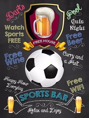 Sports Bar - Football Retro metal Aluminium Vintage Sign Bar Pub Club ...
