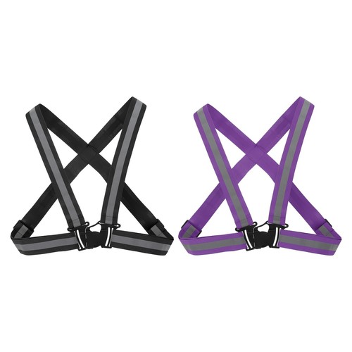 2 Pack Adjustable Reflective Running Vest Gear, Purple/Black ...