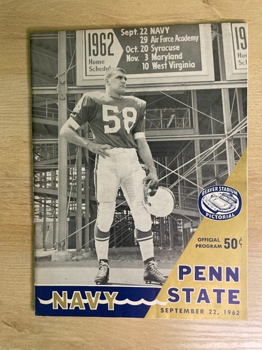 Vintage Penn State Vs. Navy September 22, 1962 Roger Staubach Program ...