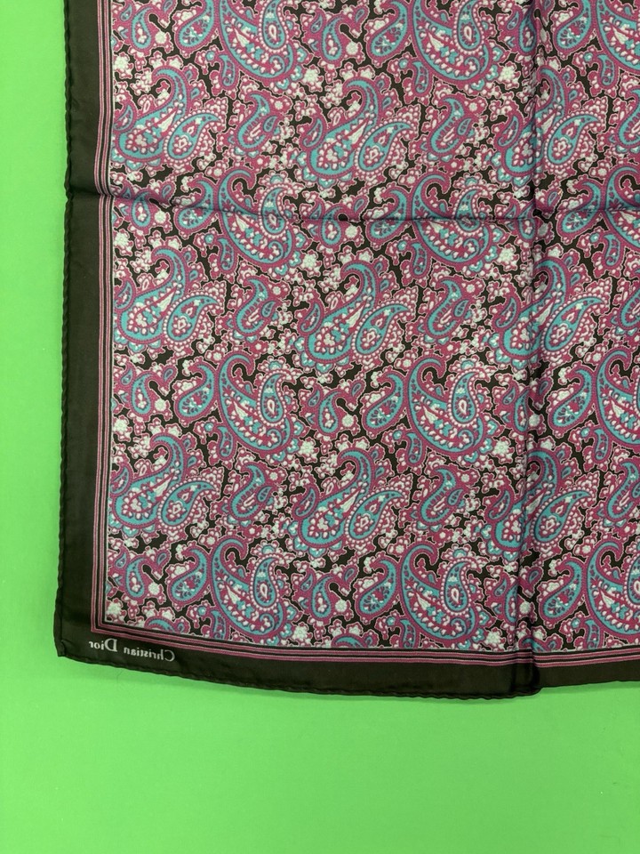 New 70-80s Christian Dior 100% Silk Neck Scarf 17x17'' Italy CA00013 ...