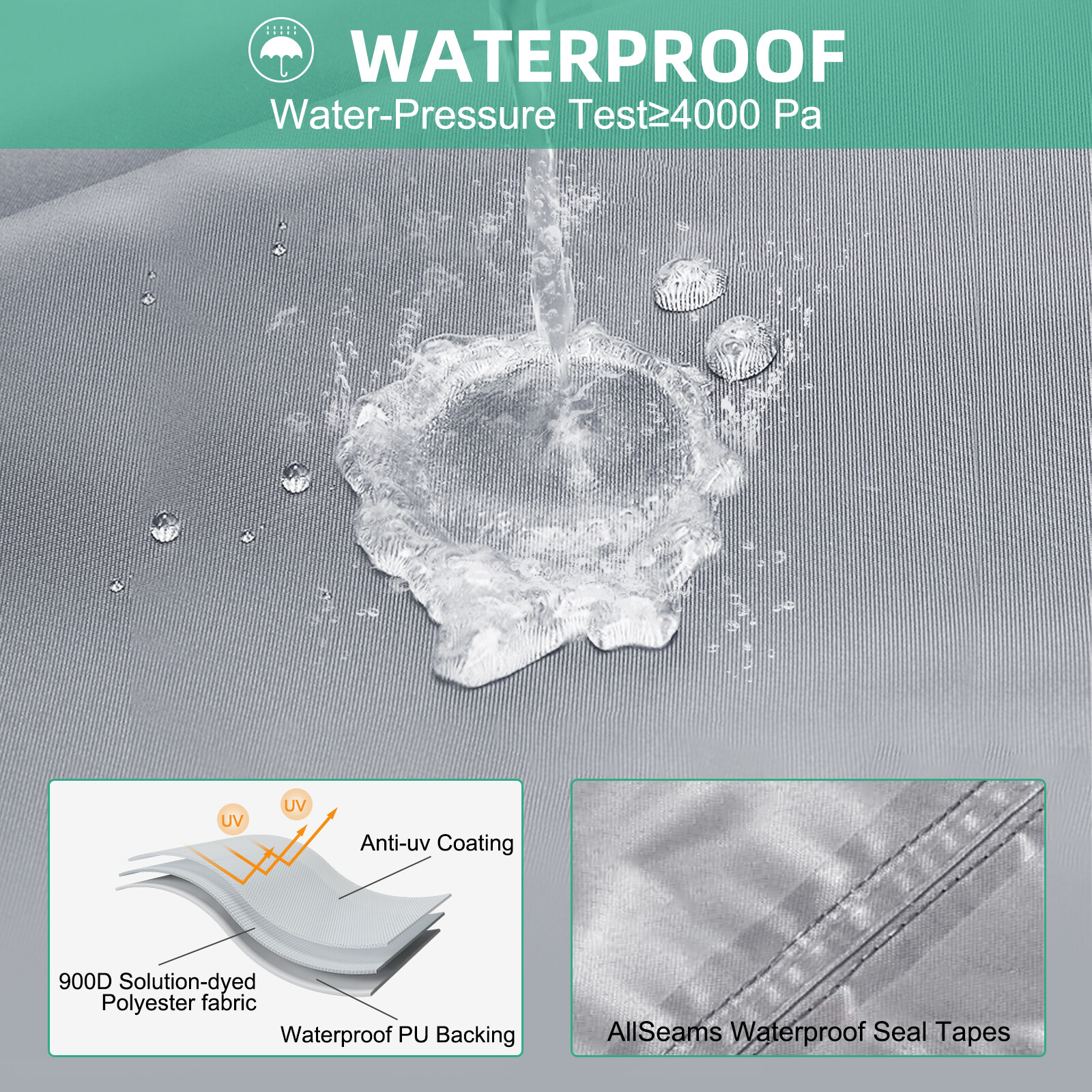 900D Waterproof Pop Up Camper Covers Tent Trailer Cover with Reflective ...