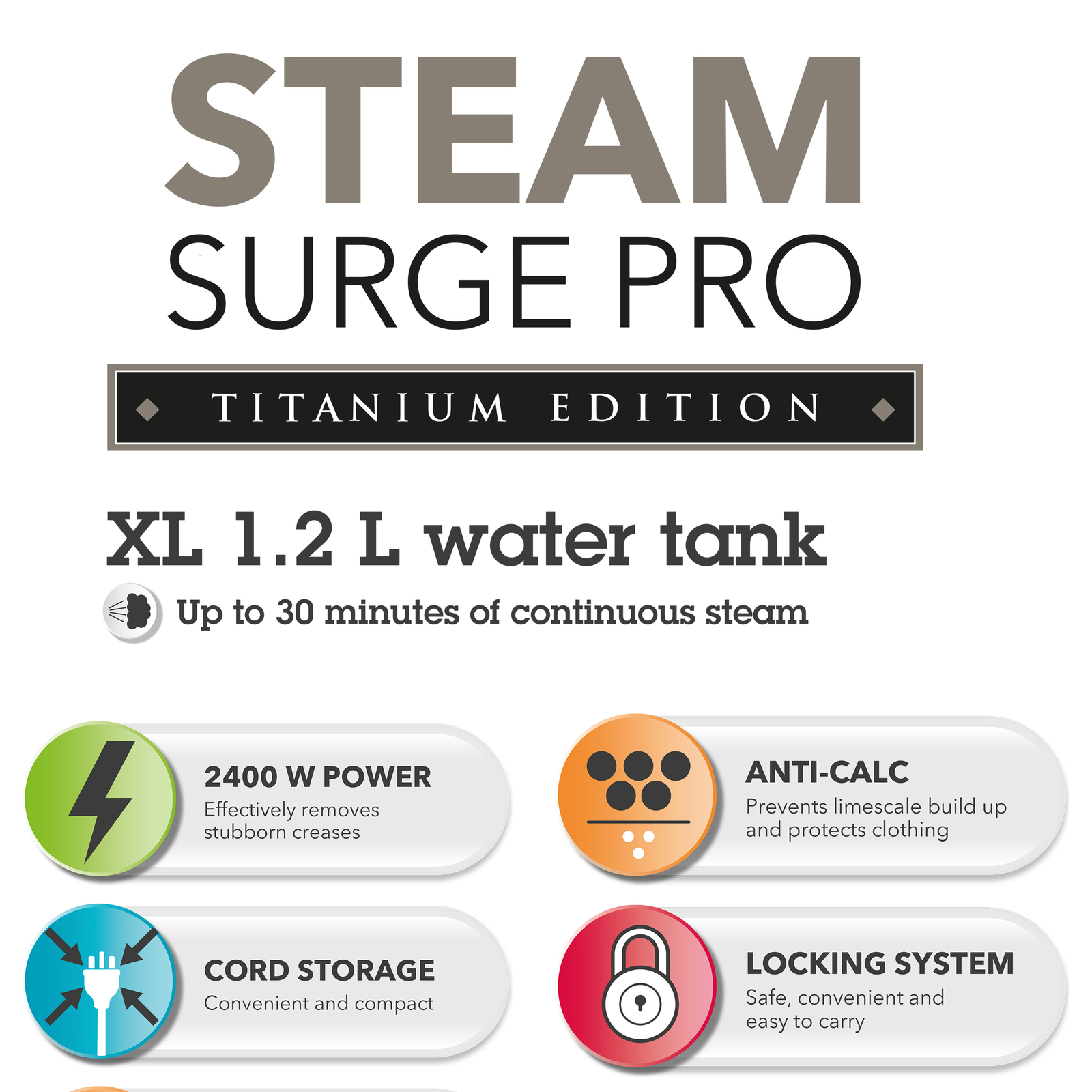 Beldray Steam Iron Surge Pro XL 1.2L Water Tank Ceramic Soleplate ...