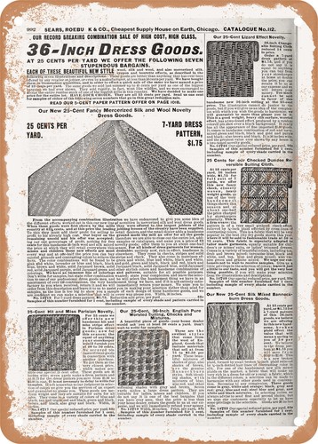 METAL SIGN - 1902 Sears Catalog Dress Patterns Page 972 - Vintage Rusty ...