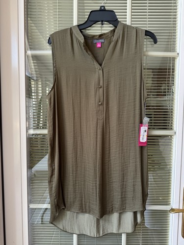 VINCE CAMUTO NEW Women's Henley Rumple Washed-satin Tunic Shirt Top ...