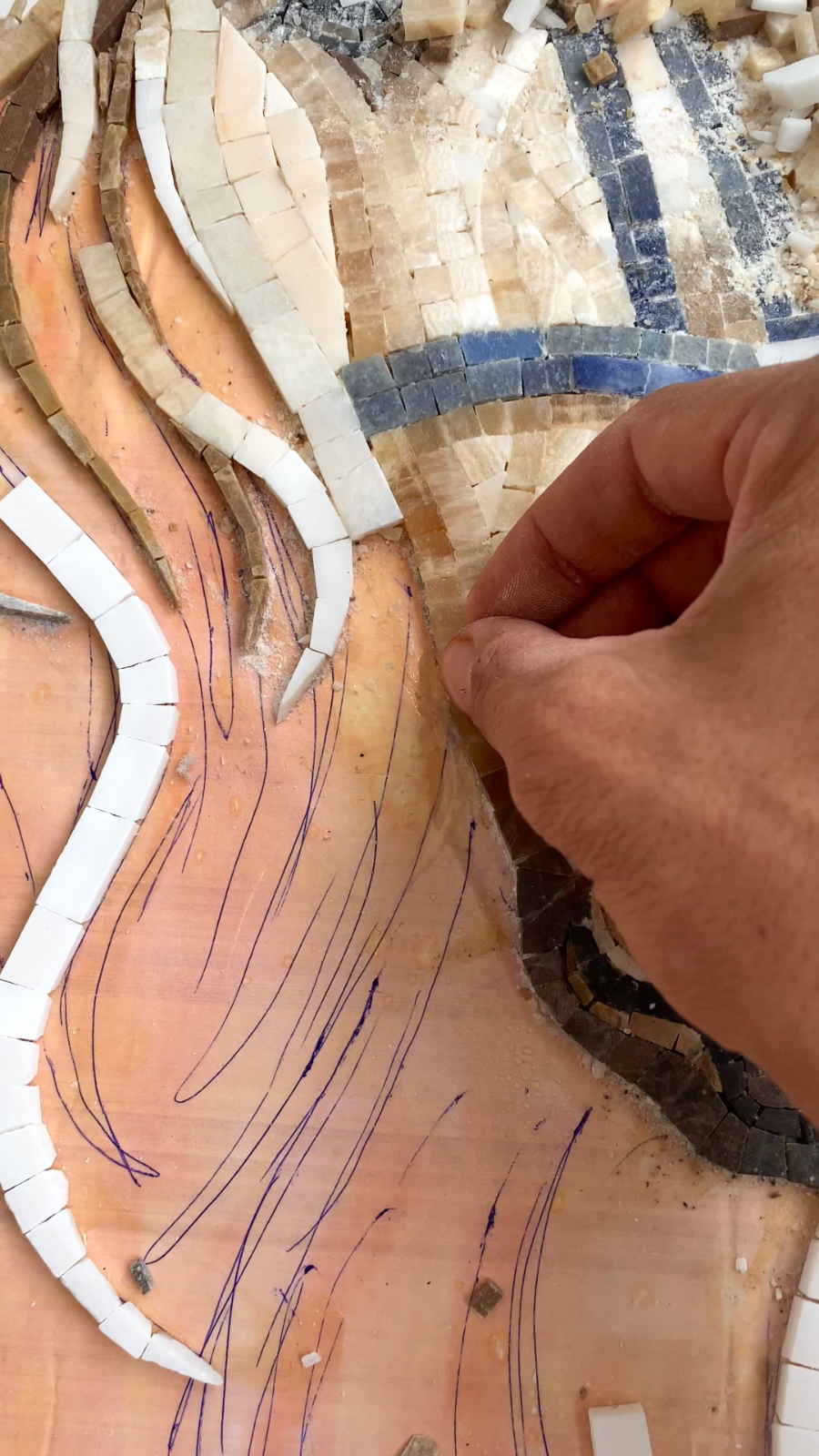 Handmade Light Grey Compass Rose Mosaic Medallion | eBay