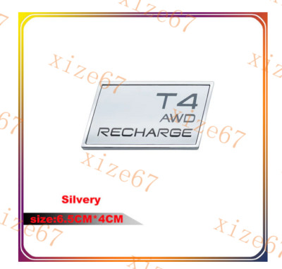 For Volvo T4 AWD Recharge Rear Emblem Boot Trunk Sticker Badge Silver ...