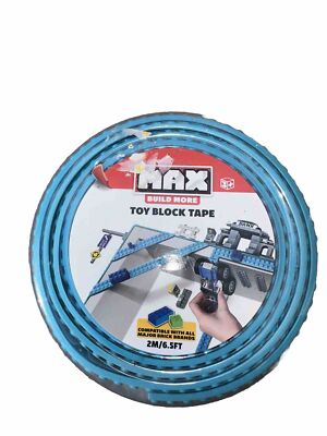 Zuru~Max Toy Block Tape 4 stud~2 M/ 6.5 Feet Wide Blue Build More ...
