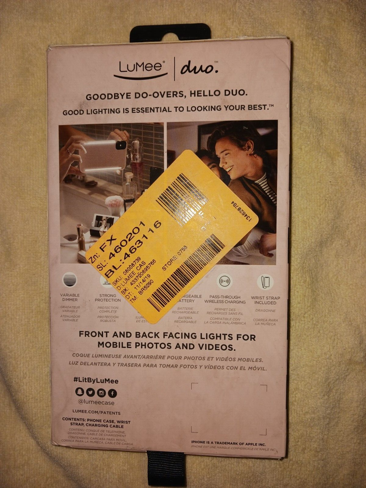 LuMee Duo Phone Case Front & Back LED Lighting Rose Glitter iPhone Xs ...