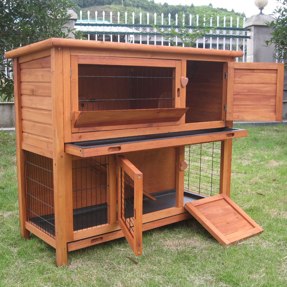 4FT LARGE DOUBLE RABBIT HUTCH / DELUXE PET HUTCHES / GUINEA PIG RUN ...
