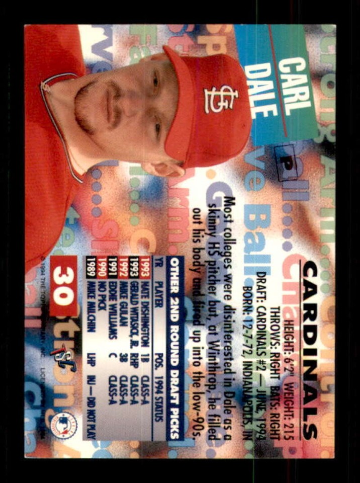 1994 Topps Stadium Club #30 CARL DALE AUTOGRAPHED!! CARDINALS 240162 | eBay