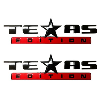 2PC TEXAS EDITION EMBLEM Black+Red CHEVY SILVERADO SIERRA CAR UNIVERSAL ...