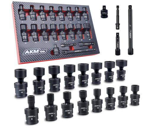 20 Piece Swivel Socket Set, Universal Joint Socket 6-Point, Metric, 8 ...