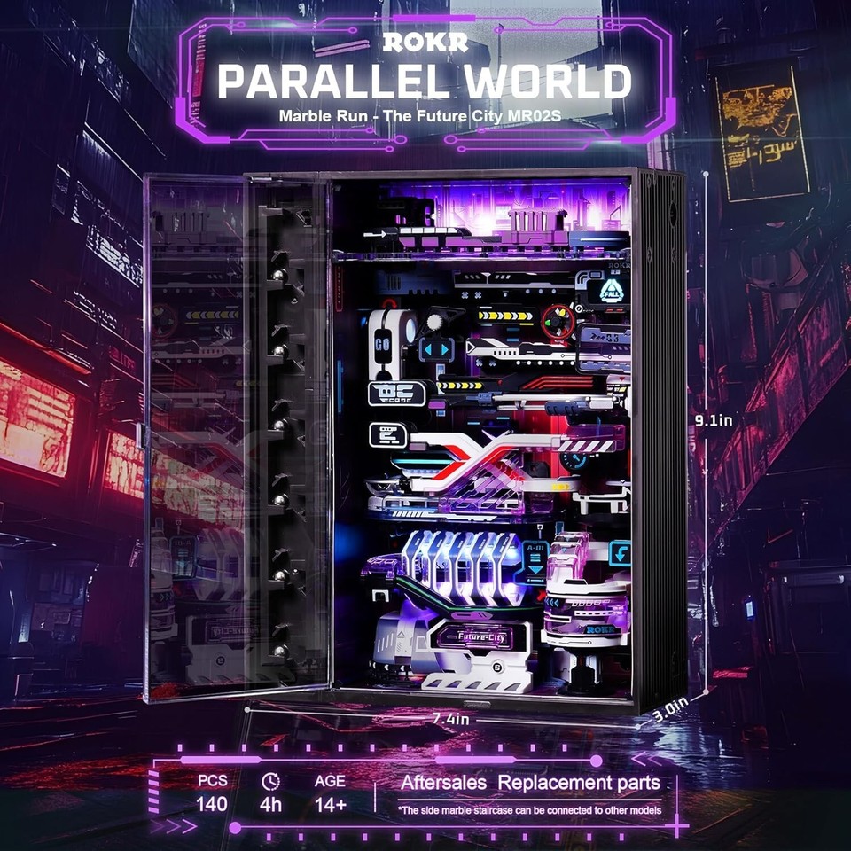 ROKR Parallel World Marble Run LED Glow in The Dark 3D Puzzle Model ...