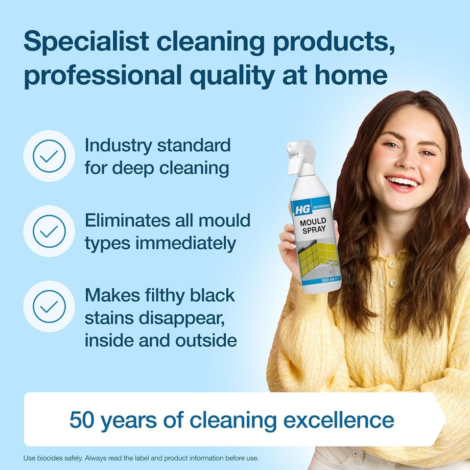 HG Mould Spray 500ml Effective Spray & Mildew Cleaner Removes Mouldy ...