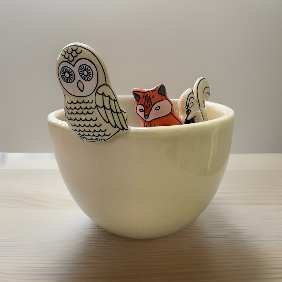 3 Animal Measuring Cups Plant Pots Owl Fox Squirrel Ciroa, Japan 1 C, 1 ...