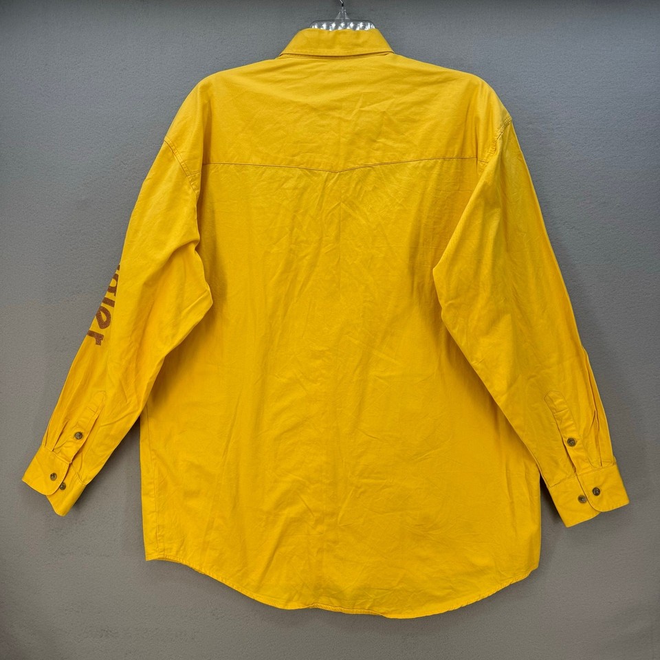 Wrangler Button Down Shirt Men's XL Yellow Rodeo Dress Shirt Copper ...
