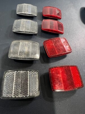 ! 4 PAIR CAT EYE BICYCLE REFLECTORS FRONT / REAR RED / WHITE NO SCREWS ...