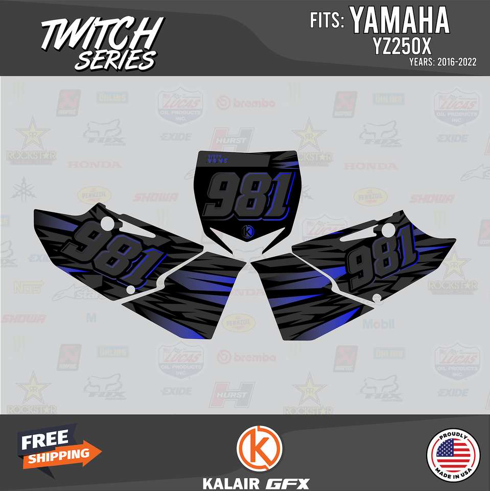 Graphics Kit for Yamaha YZ250X (2016-2022) Twitch-blue-shift | eBay