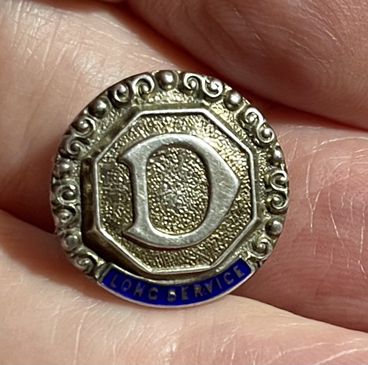 Vintage Dunlop Long Service Silver & Enamel Lapel Badge Recipients Name ...