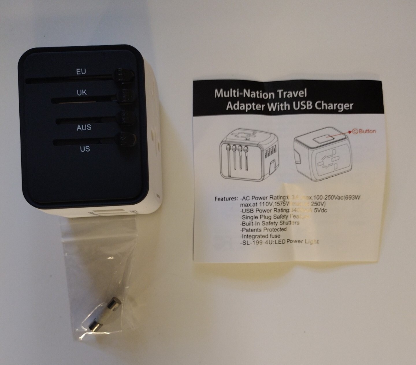 Multi-Nation Travel Adapter With USB Charger | eBay